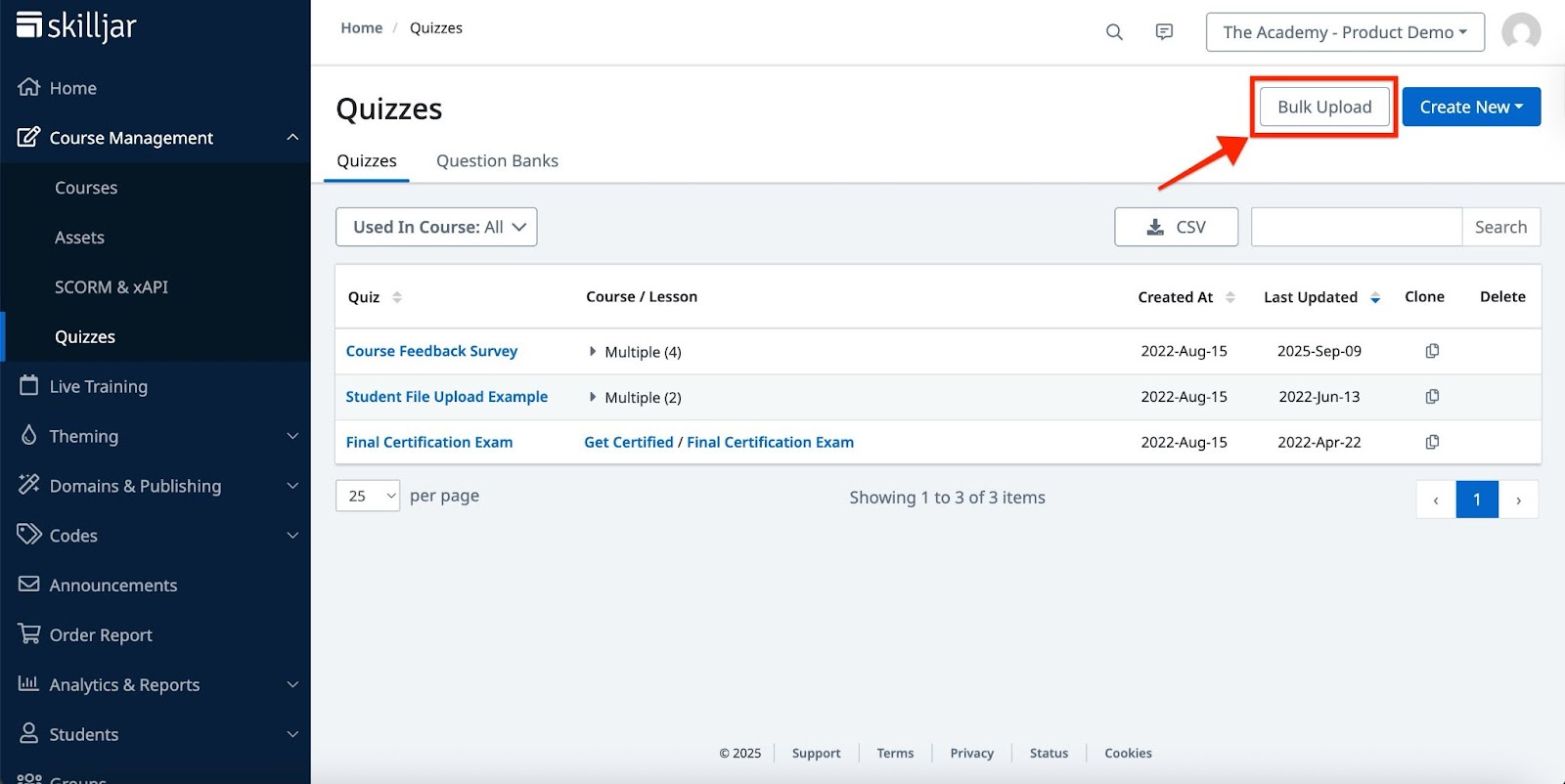 Bulk Upload Quizzes – Skilljar Help Center