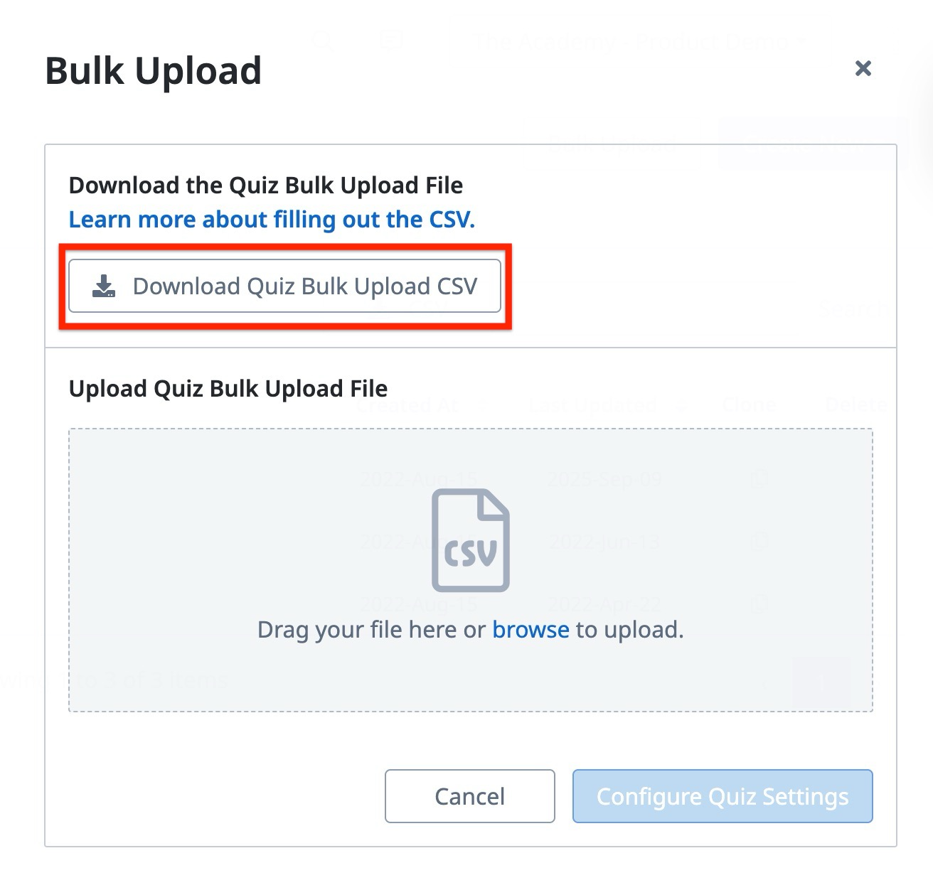 Bulk Upload Quizzes – Skilljar Help Center
