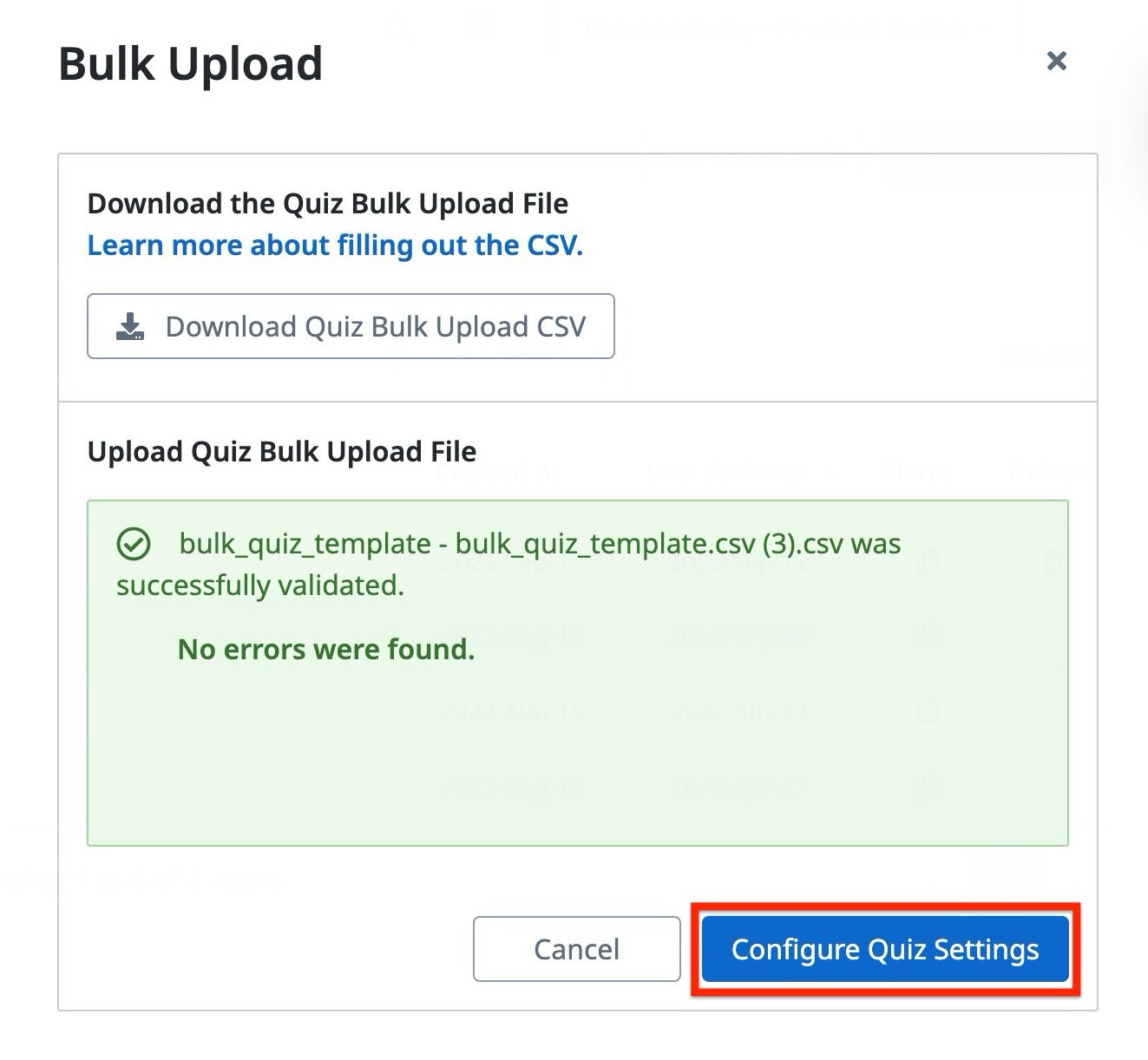 Bulk Upload Quizzes – Skilljar Help Center
